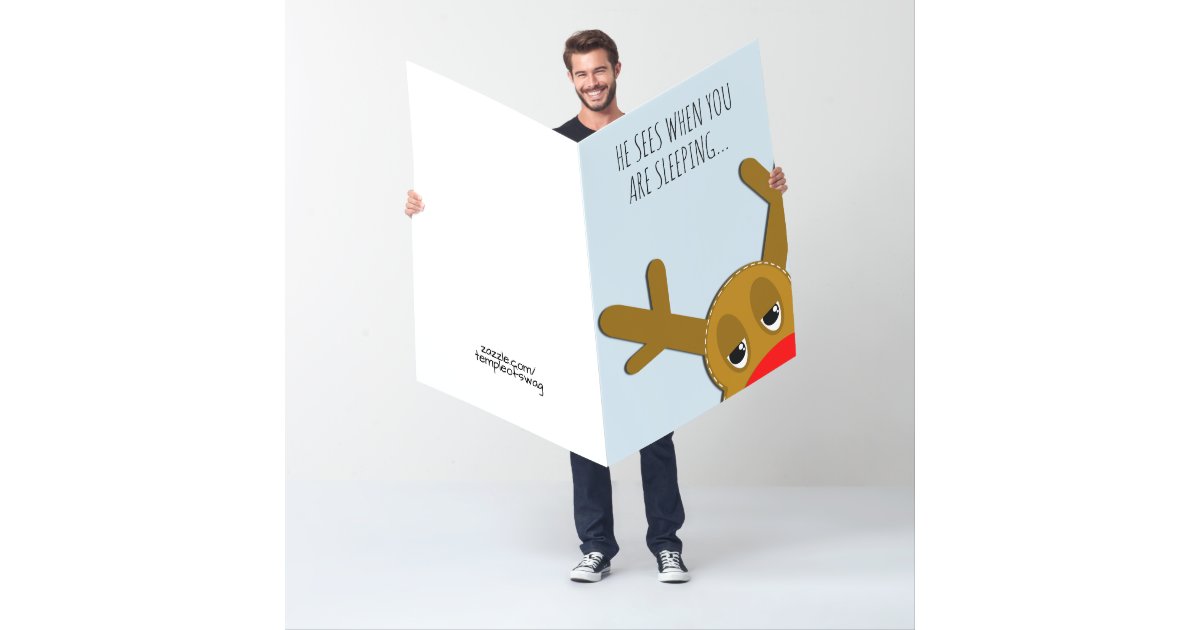Peeping Reindeer Giant Christmas Card | Zazzle
