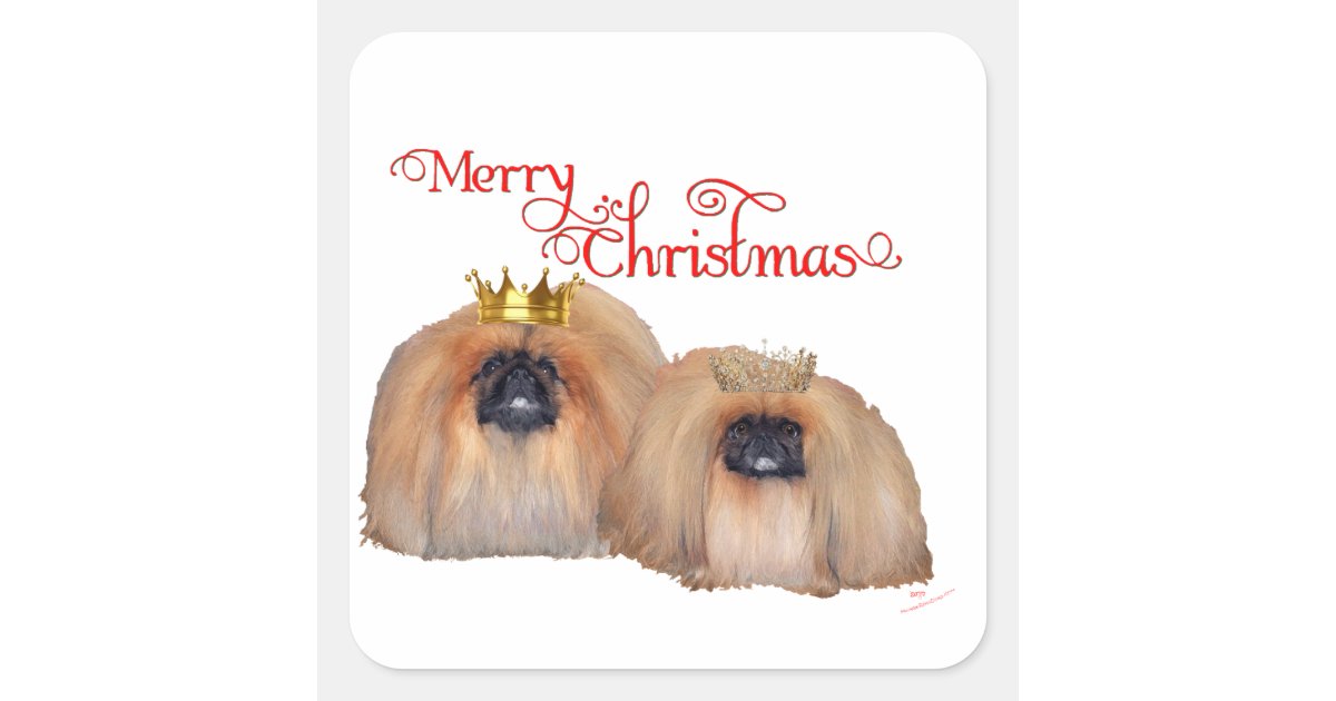 Pekingese Christmas Square Sticker | Zazzle