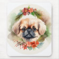 Pekingese Christmas Wreath Festive Pup Mouse Pad | Zazzle