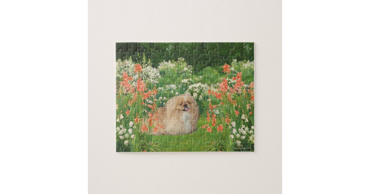 Pekingese in the Garden Jigsaw Puzzle | Zazzle
