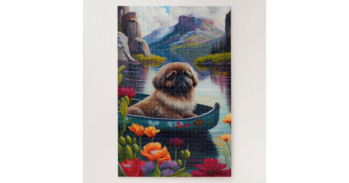Pekingese on a Paddle: A Scenic Adventure Jigsaw Puzzle | Zazzle