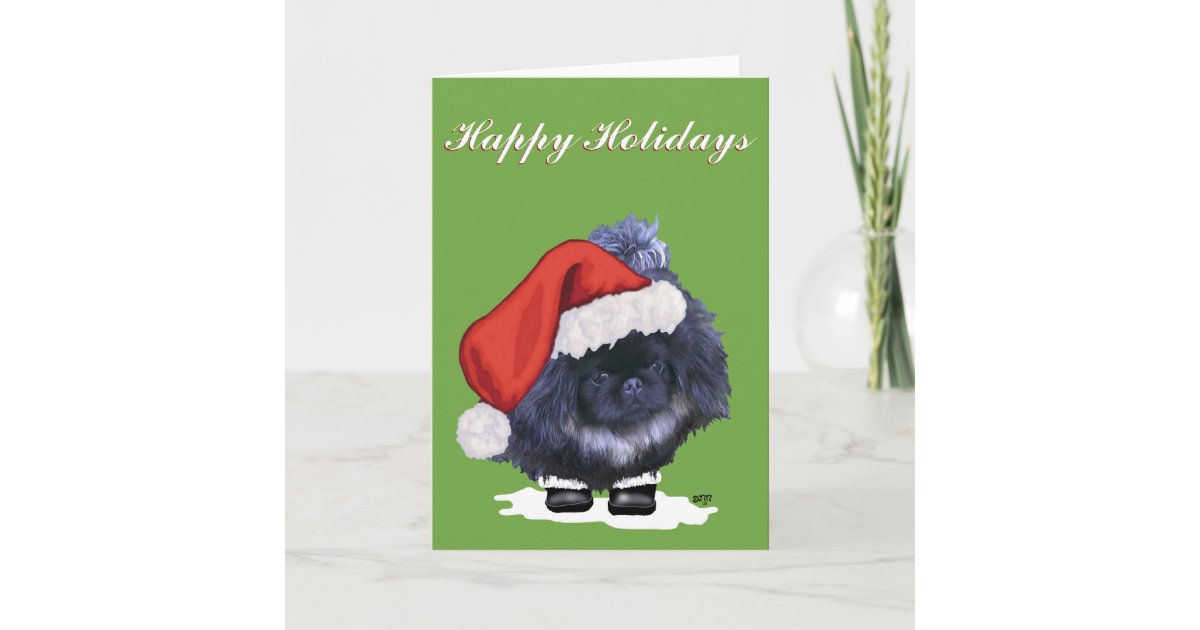 Pekingese Puppy Christmas Holiday Card | Zazzle