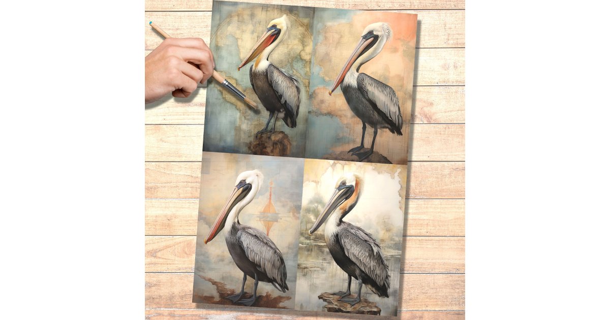Pelican Collage 1 Decoupage Paper | Zazzle