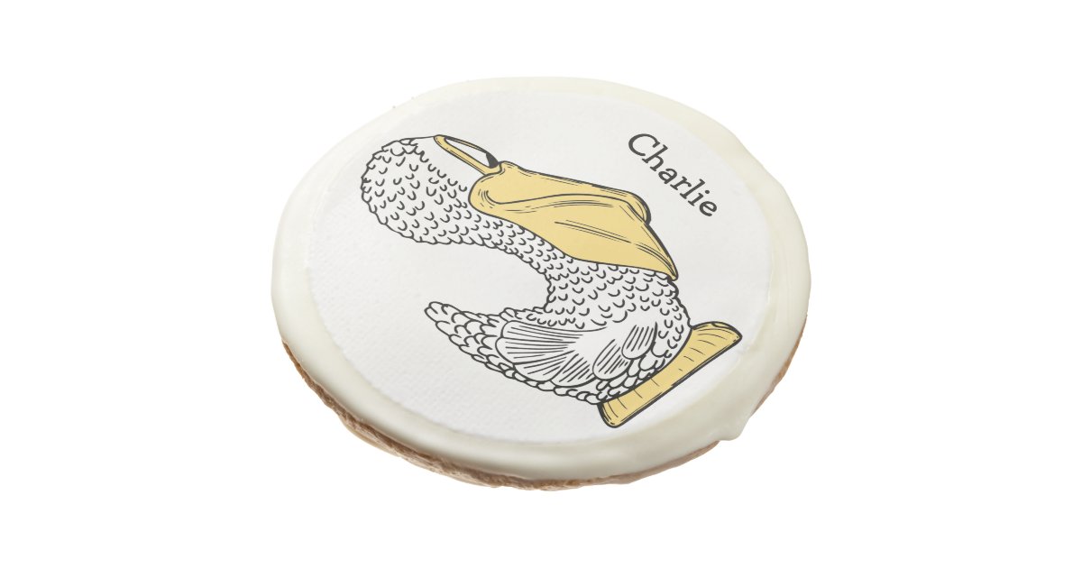 Pelican illustration custom name cookies | Zazzle