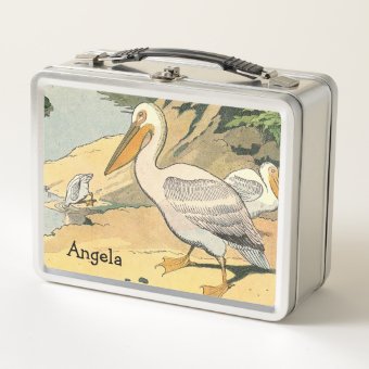 Pelican on the Beach Personalized Metal Lunch Box | Zazzle