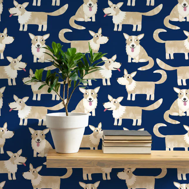Pembroke Welsh Corgi Dog Pattern Wallpaper | Zazzle