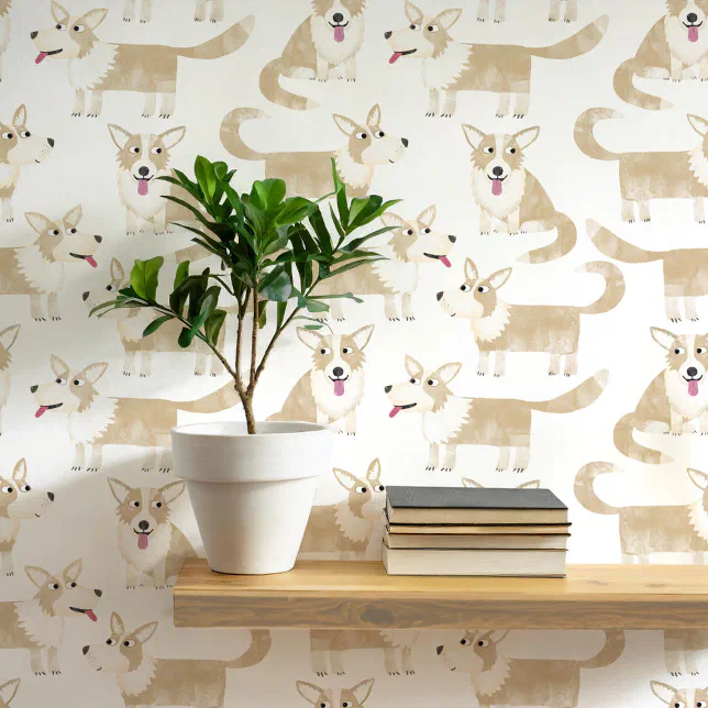 Pembroke Welsh Corgi Dog Pattern Wallpaper | Zazzle