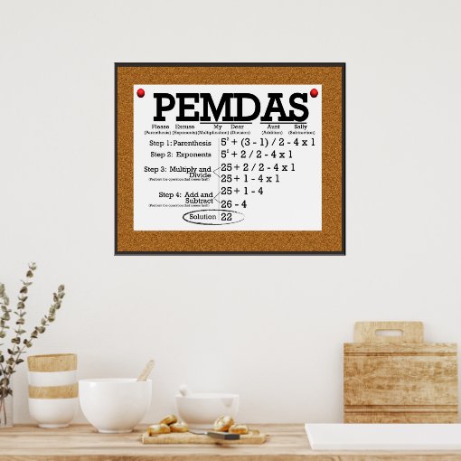 PEMDAS Bulletin Board *UPDATED* Poster | Zazzle