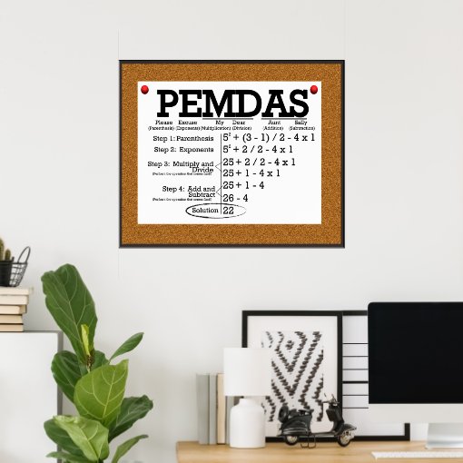 PEMDAS Bulletin Board *UPDATED* Poster | Zazzle