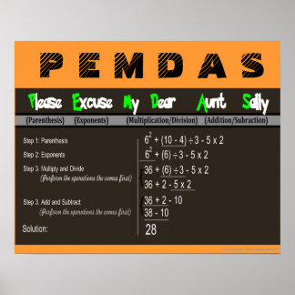 Pemdas Posters | Zazzle