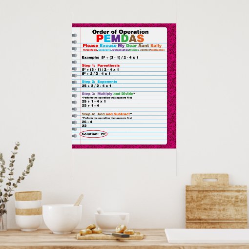 PEMDAS Order of Operations Poster | Zazzle