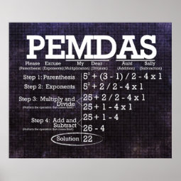 PEMDAS Poster | Zazzle