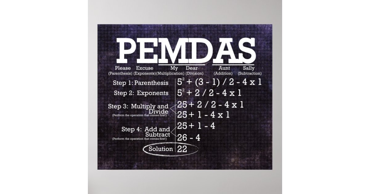 PEMDAS Poster | Zazzle