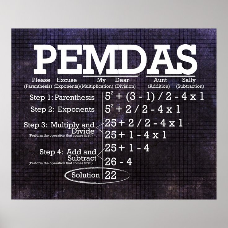 PEMDAS Poster | Zazzle