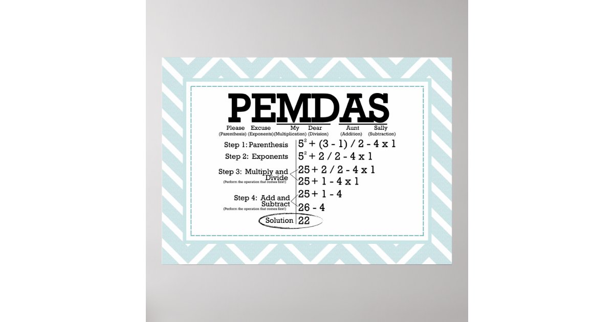 PEMDAS POSTER | Zazzle