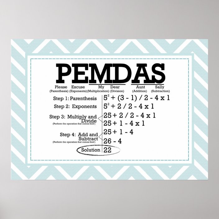 PEMDAS POSTER | Zazzle.com
