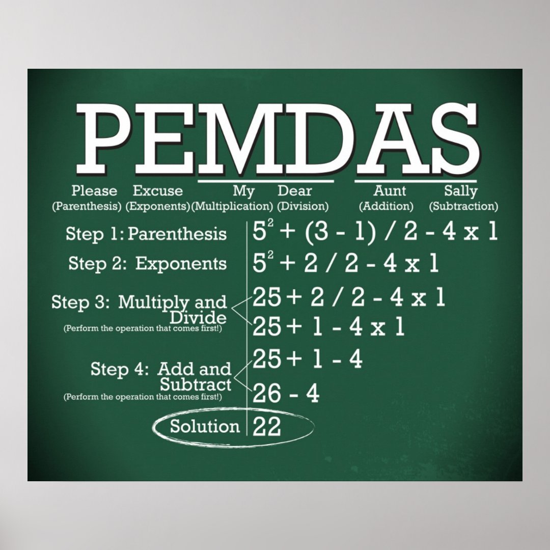 PEMDAS Poster *Updated* | Zazzle