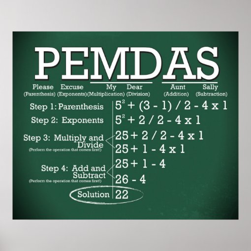 PEMDAS Poster *Updated* | Zazzle