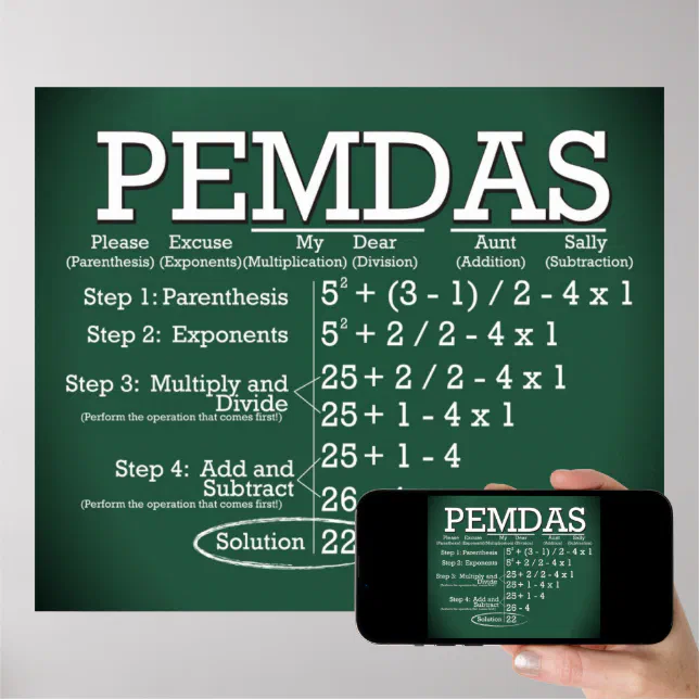 PEMDAS Poster *Updated* | Zazzle