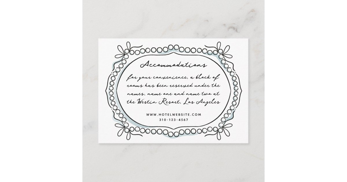 Pen and Ink Ribbons and Pearls Accommodations Enclosure Card | Zazzle