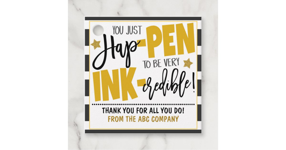 Pen Appreciation Thank You Gift Tags | Zazzle