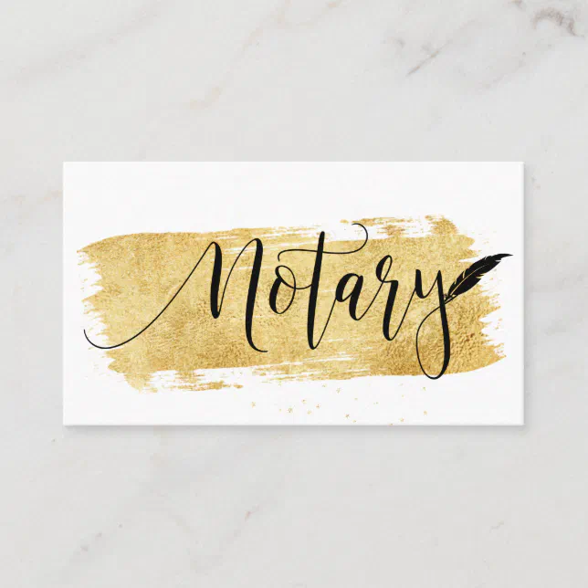 Pen Gold NOTARY PHOTO Feather Signing Agent Business Card | Zazzle