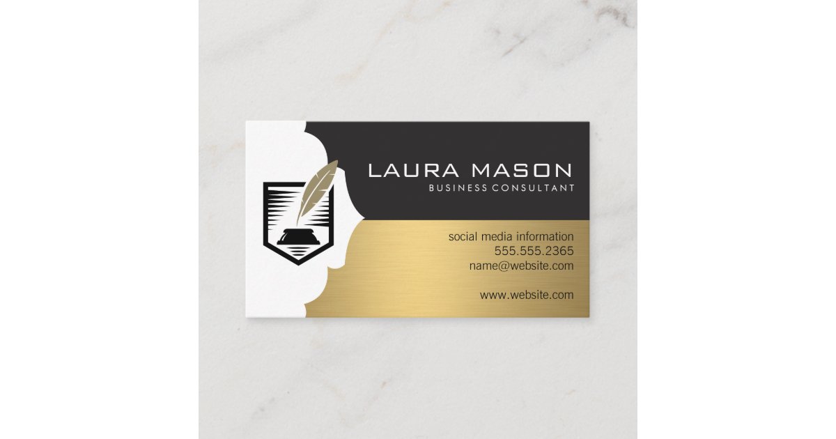 Pen Quill Contract Logo | Professional Business Card | Zazzle