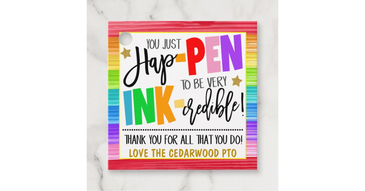 Pen Thank You Gift Tag | Zazzle
