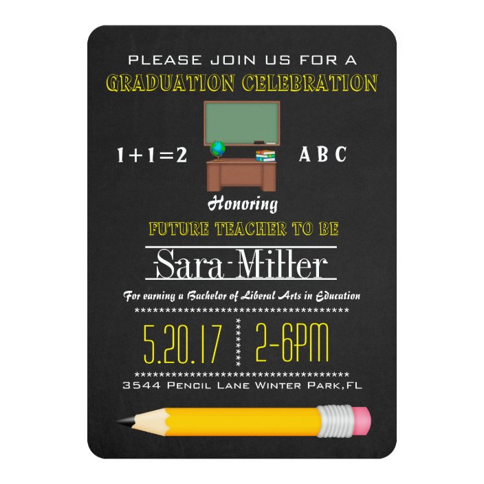 Pencil & Desk Teacher Graduation Invitation | Zazzle.com