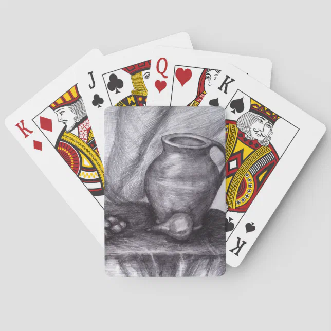 Pencil Drawing Classic Playing Cards Still Life | Zazzle
