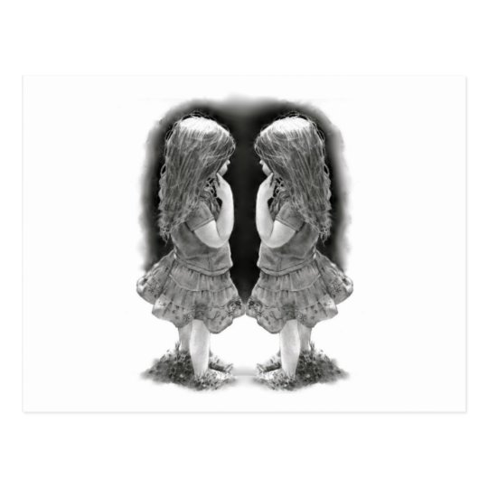 Pencil Drawing of Two Little Girls Face To Face Postcard | Zazzle.com