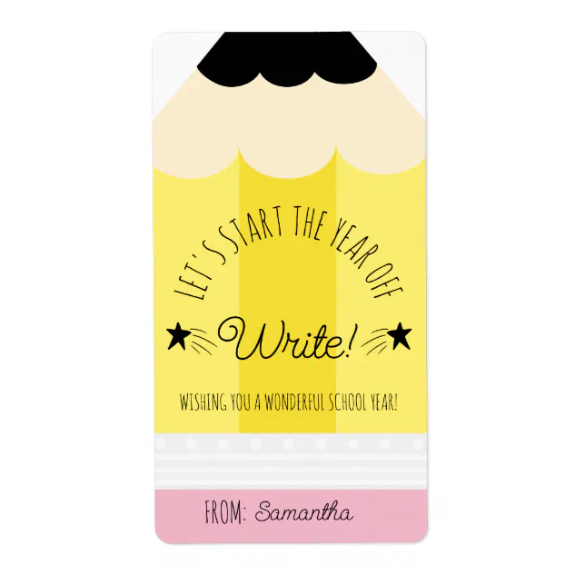 Pencil Let's Start The Year Off Write Gift Sticker | Zazzle