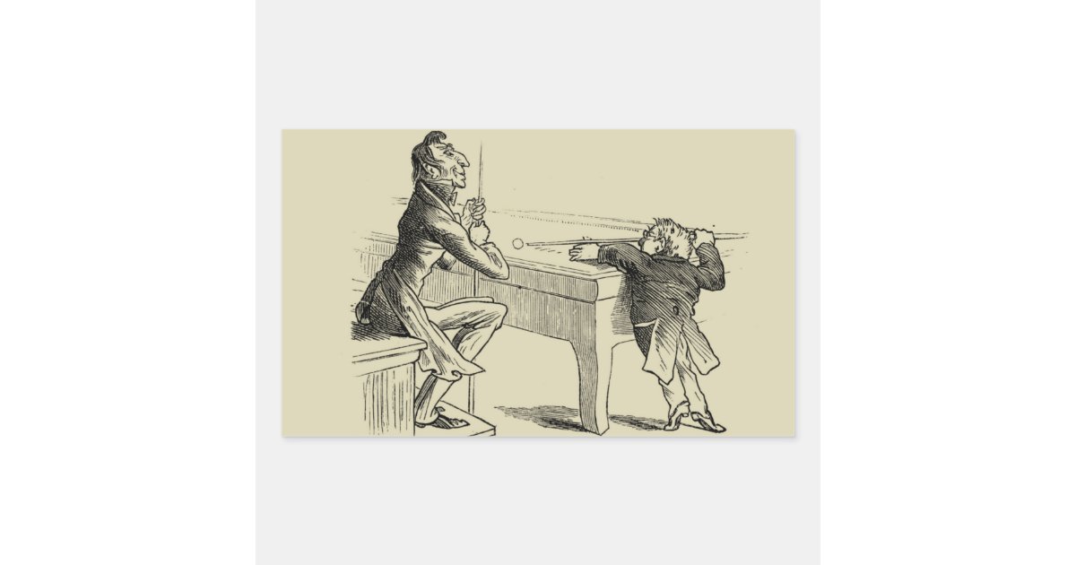 Pencil Sketch of Two Men Playing Pool Rectangular Sticker | Zazzle