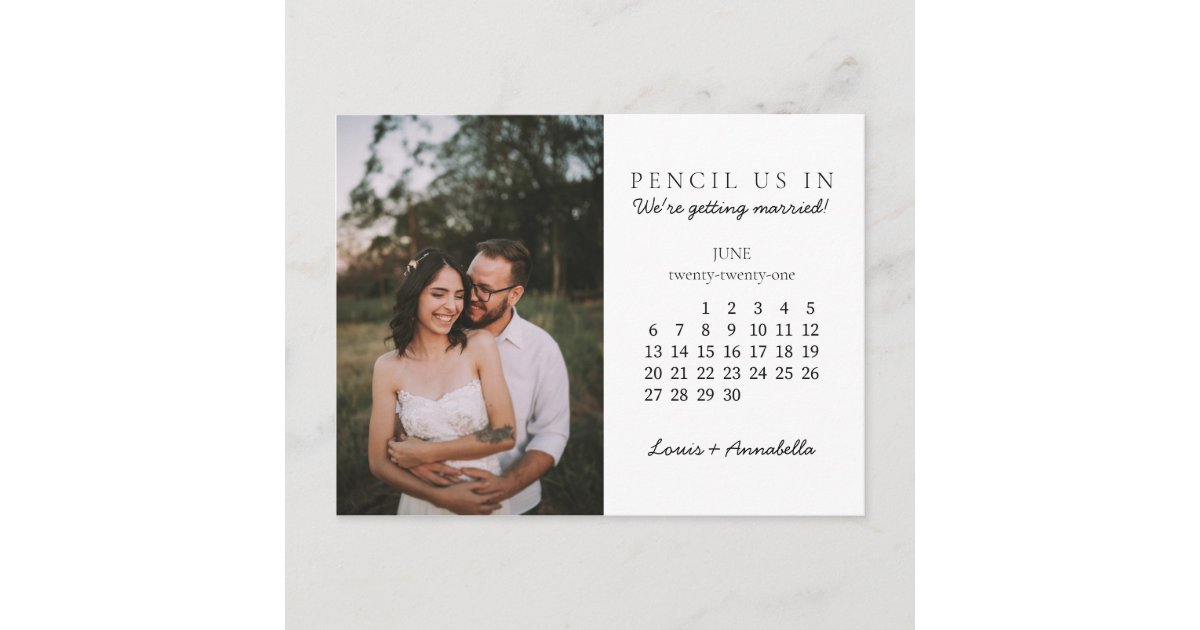 Pencil Us In Save the Date June 2021 Calendar Postcard | Zazzle