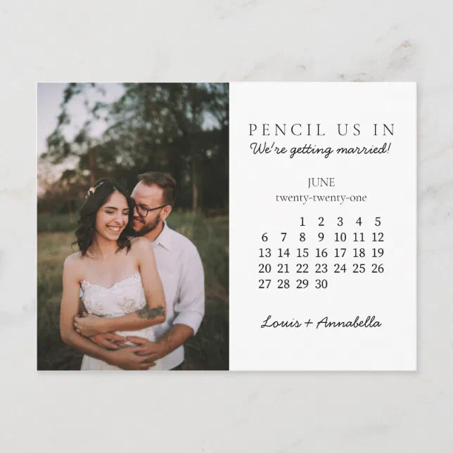 Pencil Us In Save the Date June 2021 Calendar Postcard | Zazzle