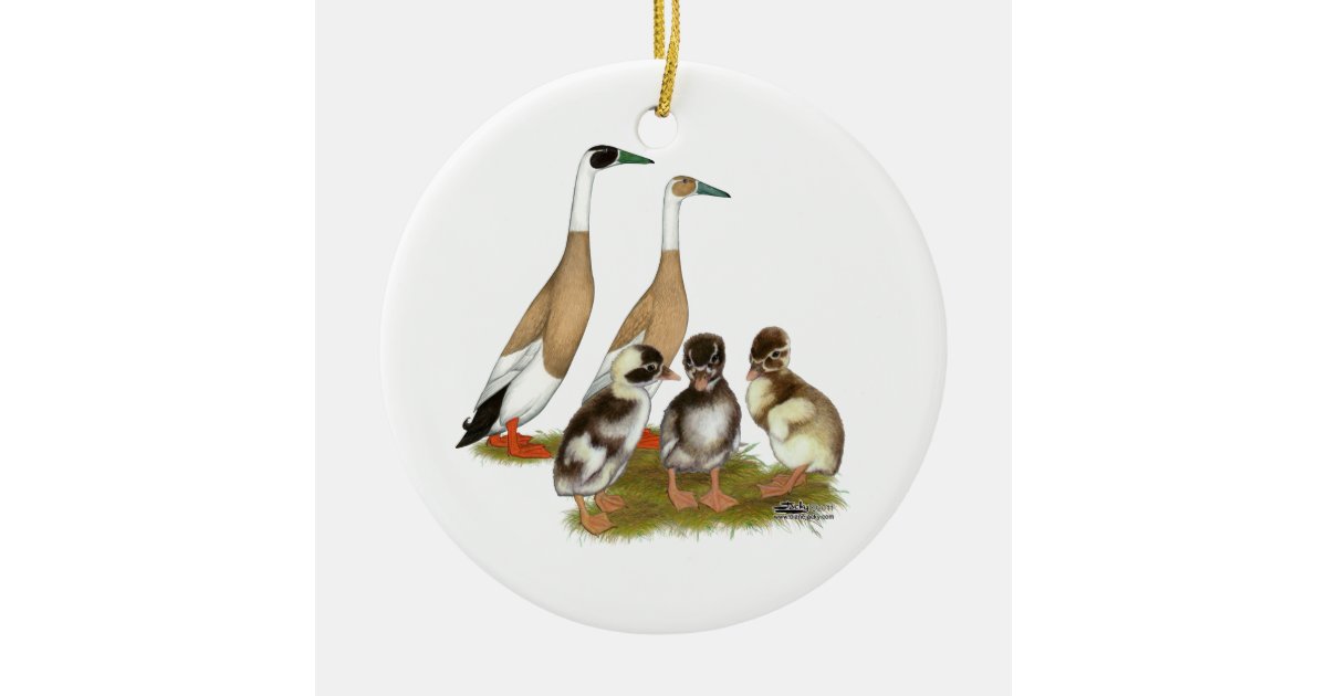 Penciled Runner Duck Family Ceramic Ornament | Zazzle