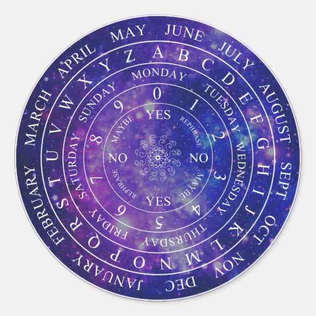 Pendulum Board Chart Divination Game Purple Space Classic Round Sticker ...