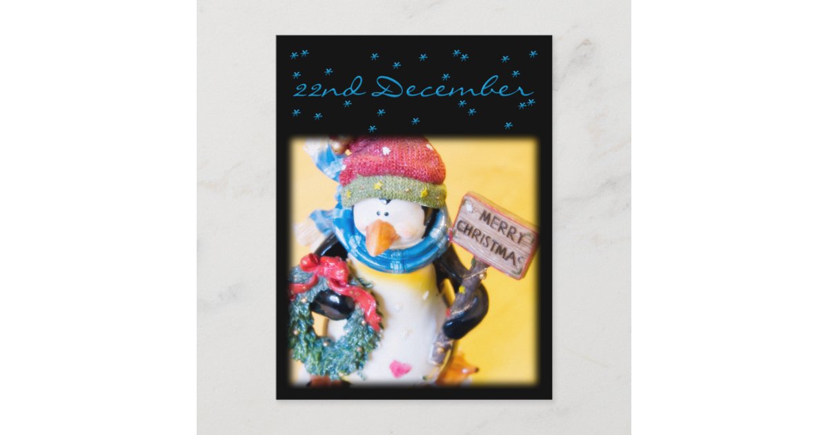 Penguin • Advent Calendar Postcard | Zazzle