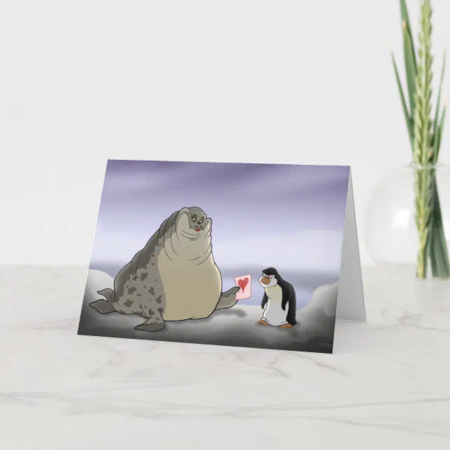 Penguin and Seal Valentine's Day Card | Zazzle