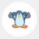 Penguin at Bodybuilding with Dumbbells Classic Round Sticker | Zazzle