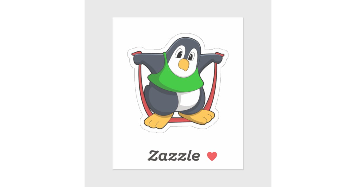 Penguin at Fitness with Skipping rope.PNG Sticker | Zazzle