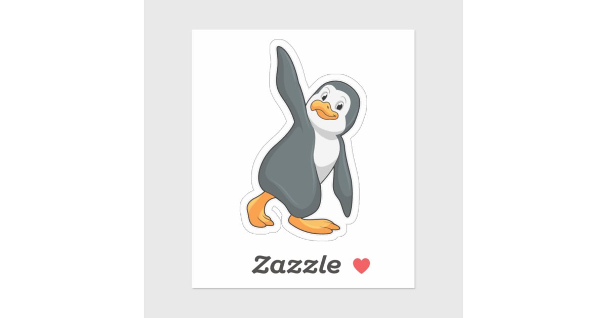 Penguin at Yoga Stretching exercise Sticker | Zazzle