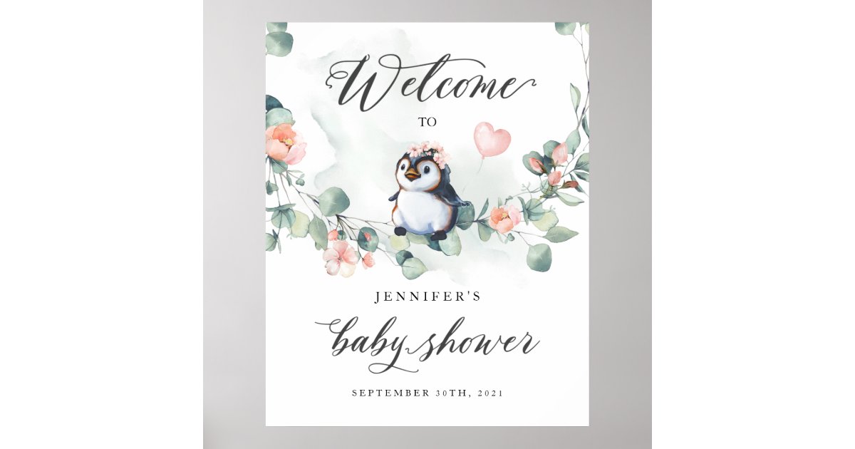 Penguin Baby Shower Welcome Sign | Zazzle