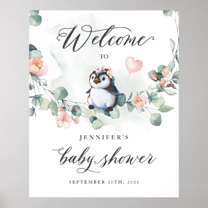 Penguin Baby Shower Welcome Sign | Zazzle