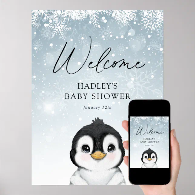 Penguin Baby Shower Welcome Sign | Zazzle