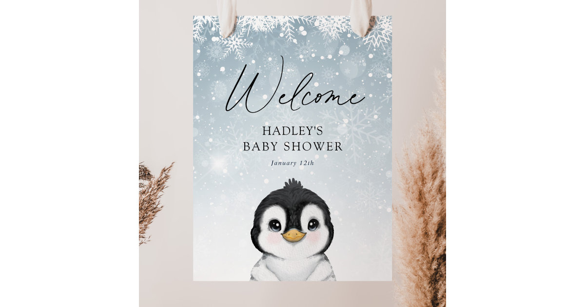 Penguin Baby Shower Welcome Sign | Zazzle
