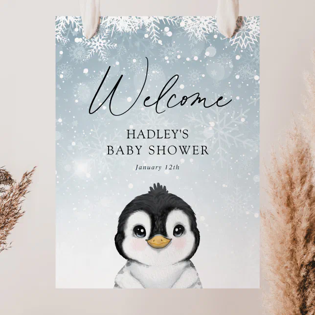 Penguin Baby Shower Welcome Sign | Zazzle