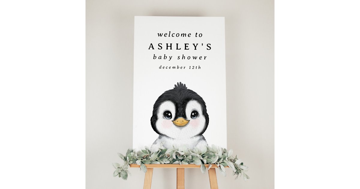 Penguin Baby Shower Welcome Sign | Zazzle