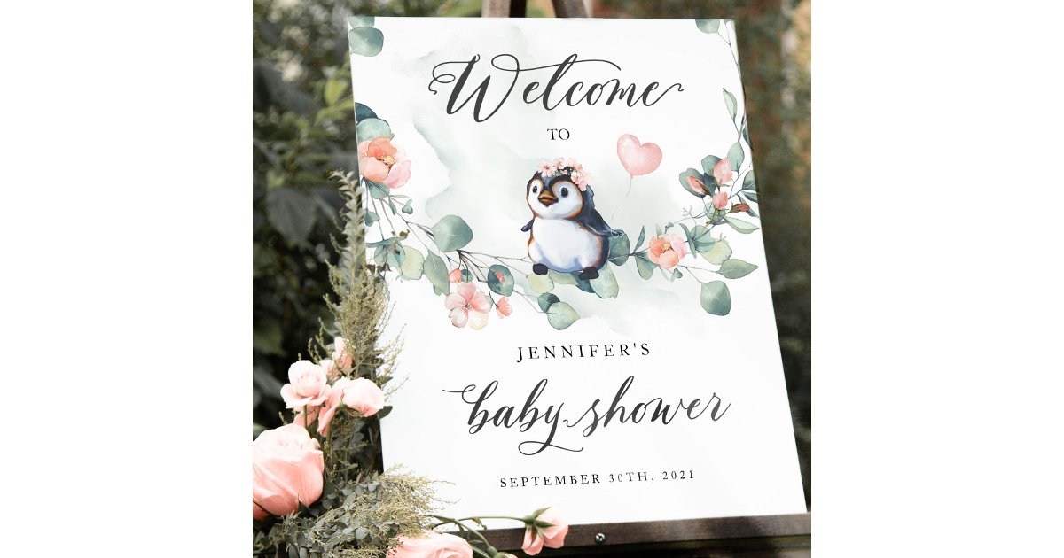 Penguin Baby Shower Welcome Sign | Zazzle