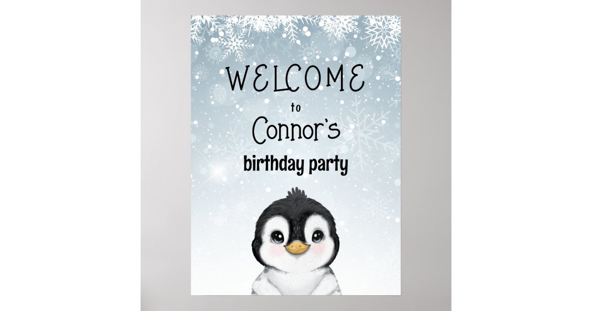 Penguin Birthday Welcome Sign | Zazzle